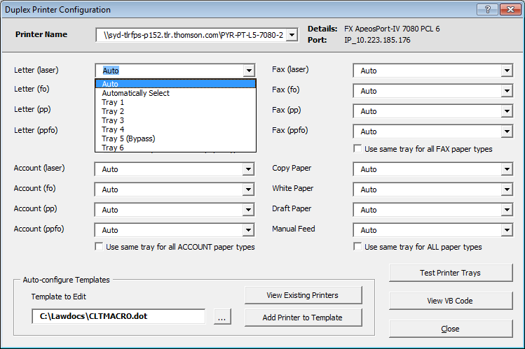 How to add, remove or delete a printer from the print macro