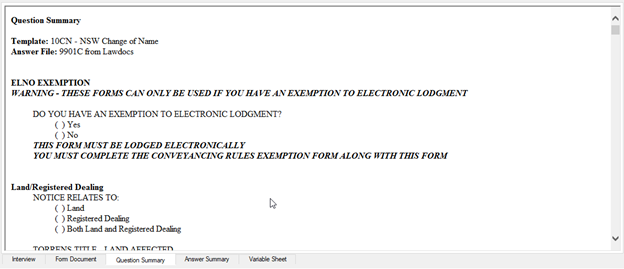 How to enable the Question and Answer Summary for Hotdocs and Lawdocs